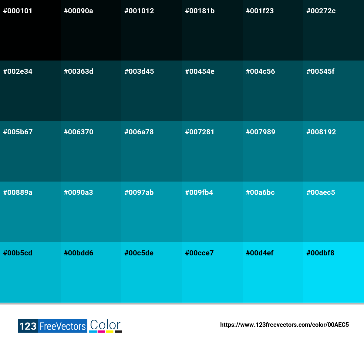 Pantone 16 4725 Tpg | Scuba Blue | #00AEC5 - Detailed Color Information ...
