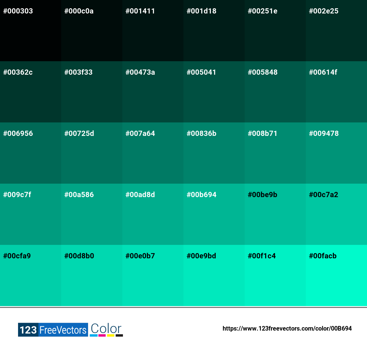 Pantone 15 5728 Tcx | Mint Leaf | #00B694 - Detailed Color Information ...