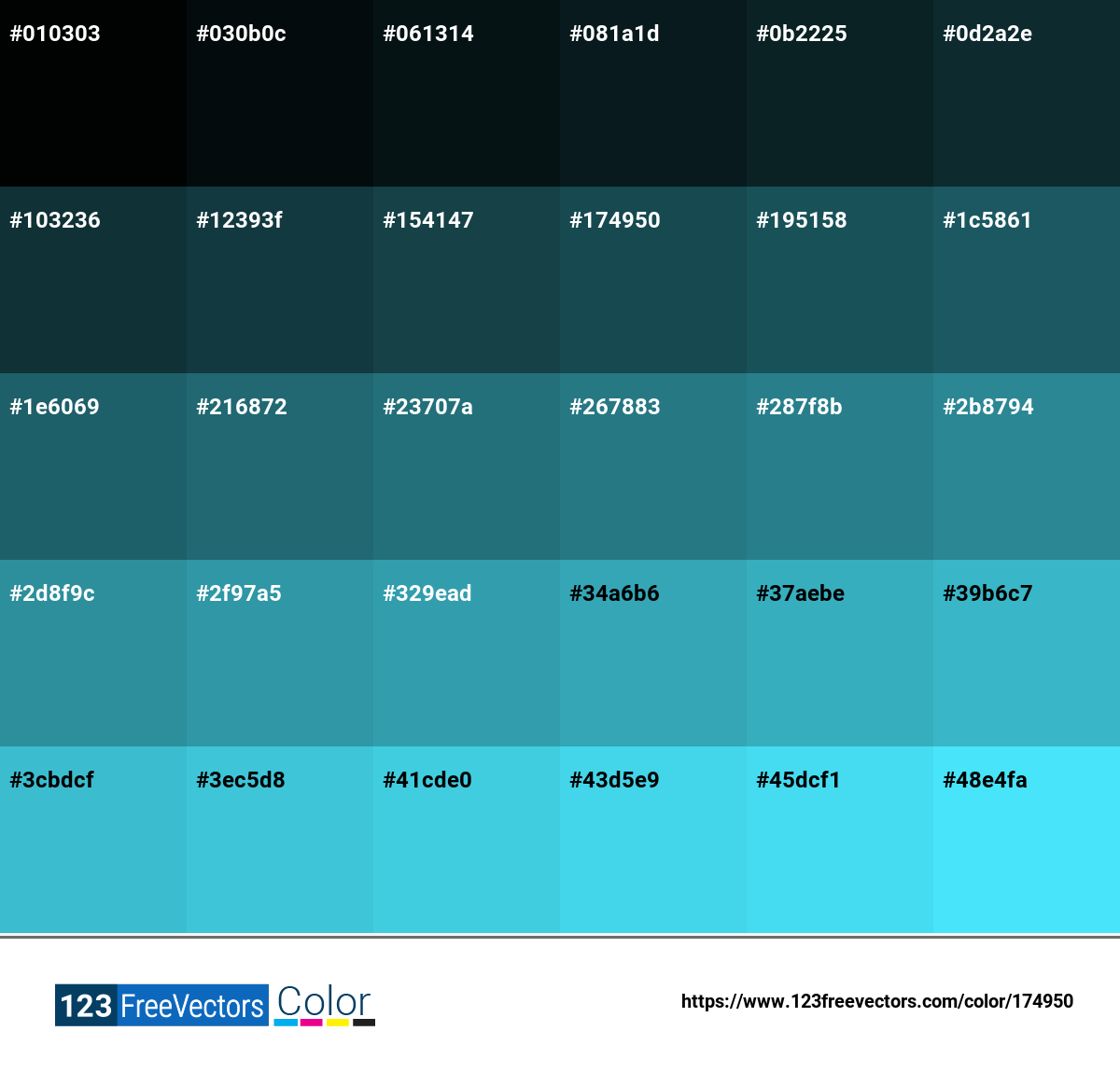Pantone 19 4914 Tpx | Deep Teal | #174950 - Detailed Color Information ...