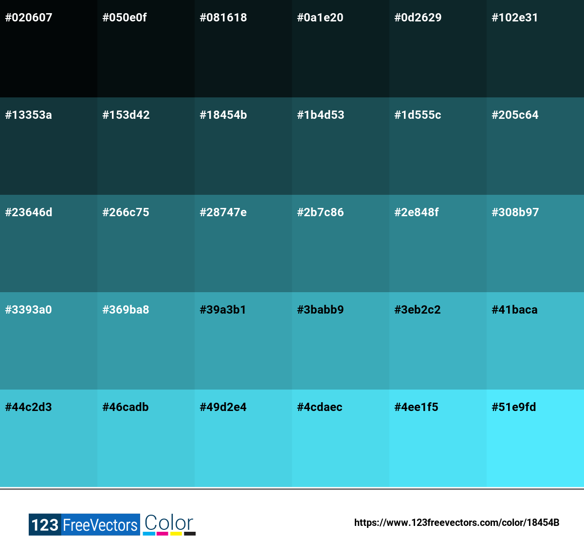 Pantone 19 4914 Tcx | Deep Teal | #18454B - Detailed Color Information ...
