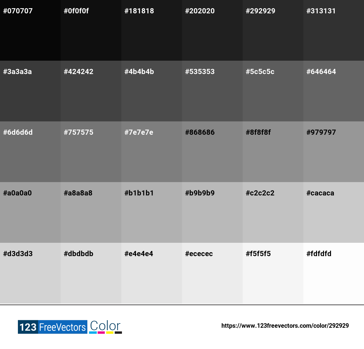 292929 - Hex color code | In-depth Color Profile and Usage Tips