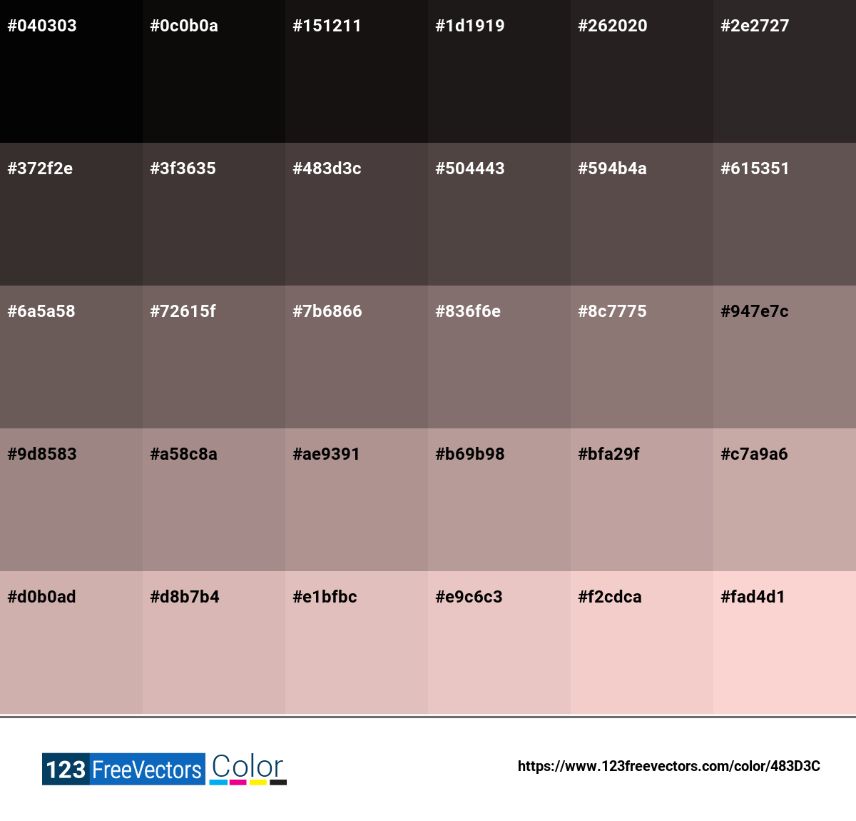 Pantone 19 1106 Tpg | Mole | #483D3C - Detailed Color Information and Usage