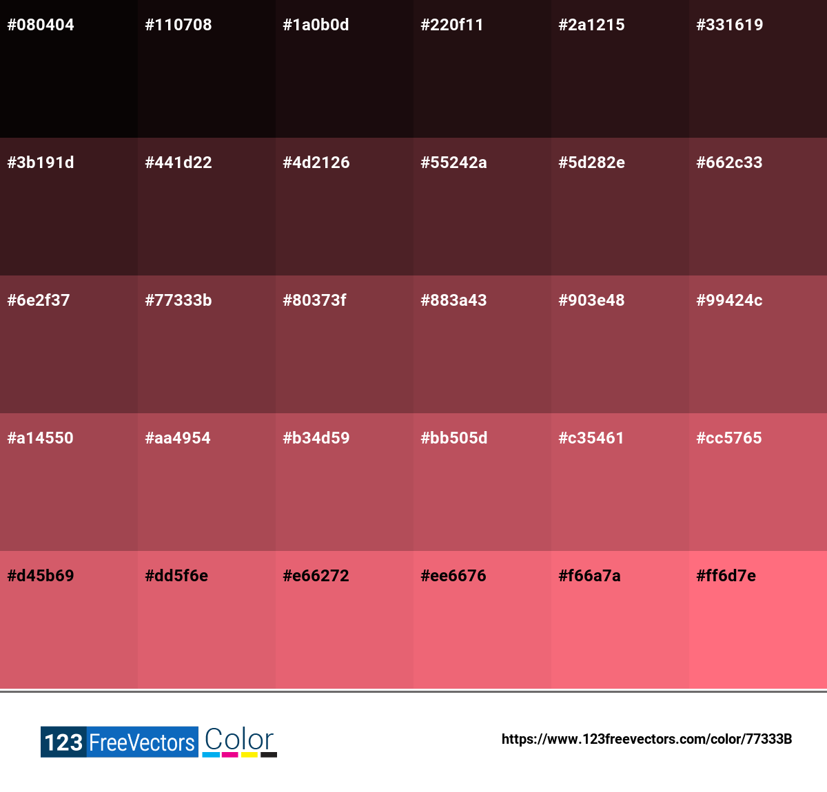 Pantone 19 1629 Tcx | Ruby Wine | #77333B - Detailed Color Information ...
