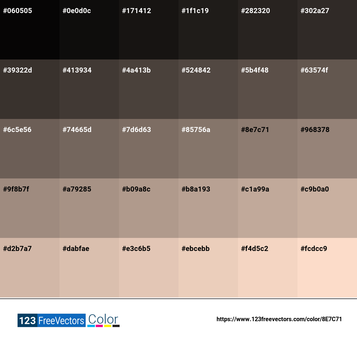 Pantone 17 0808 Tcx | Taupe Gray | #8E7C71 - Detailed Color Information ...