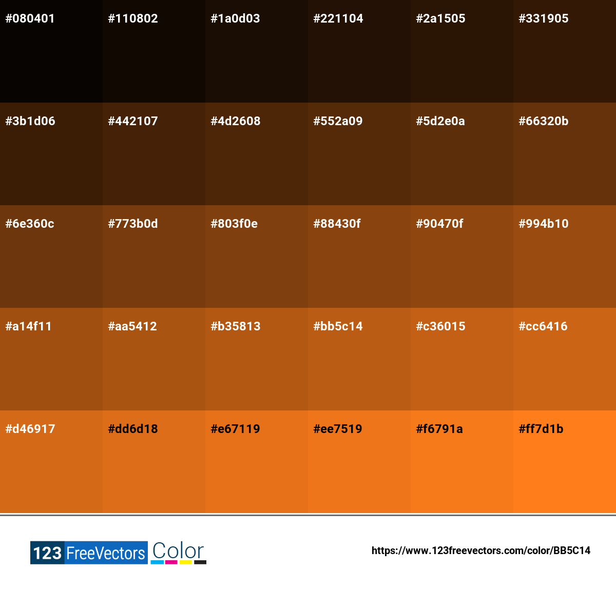 Pantone 18 1249 Tcx | Hawaiian Sunset | #BB5C14 - Detailed Color ...