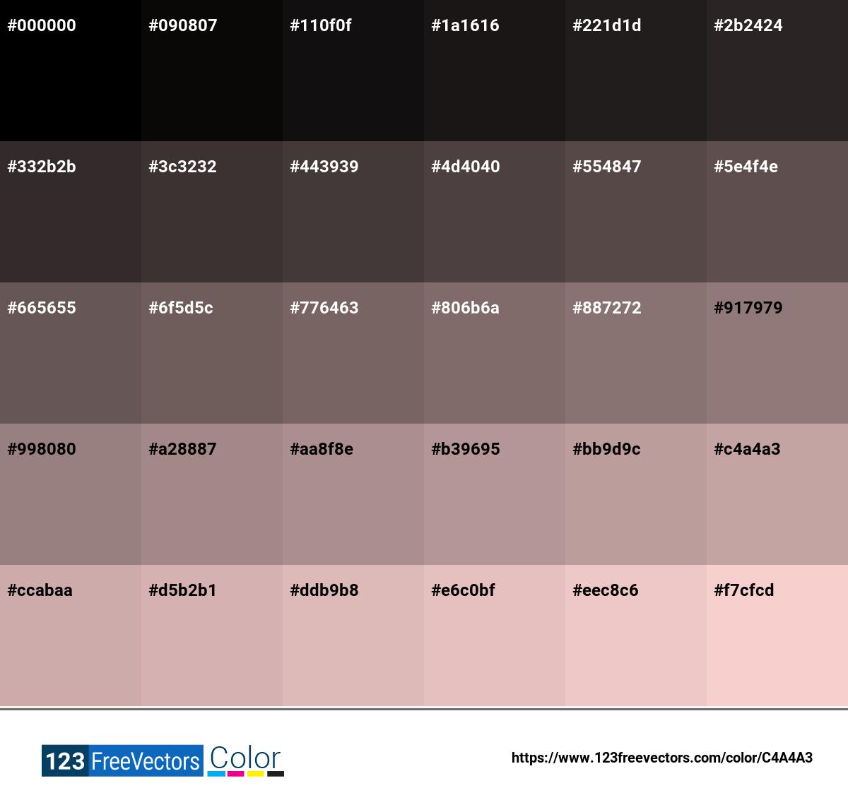 Pantone 15 1607 Tpg | Pale Mauve | #c4a4a3 - Detailed Color Information ...