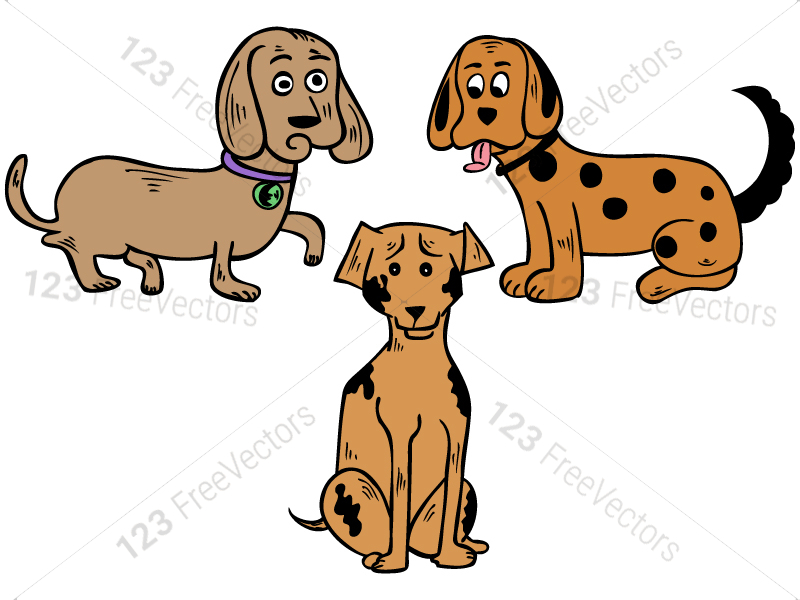 Cartoon Dachshund Dogs