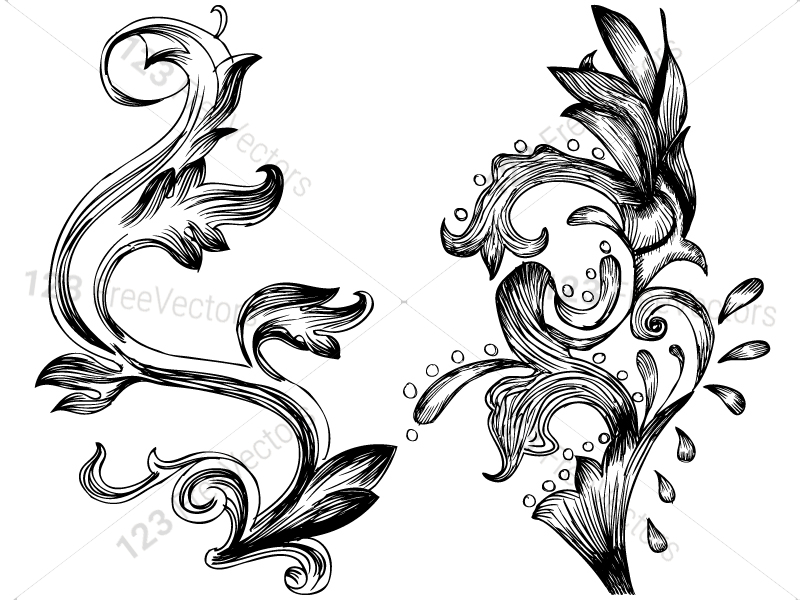 Hand Drawn Floral Vector and Photoshop Brush Pack-01
