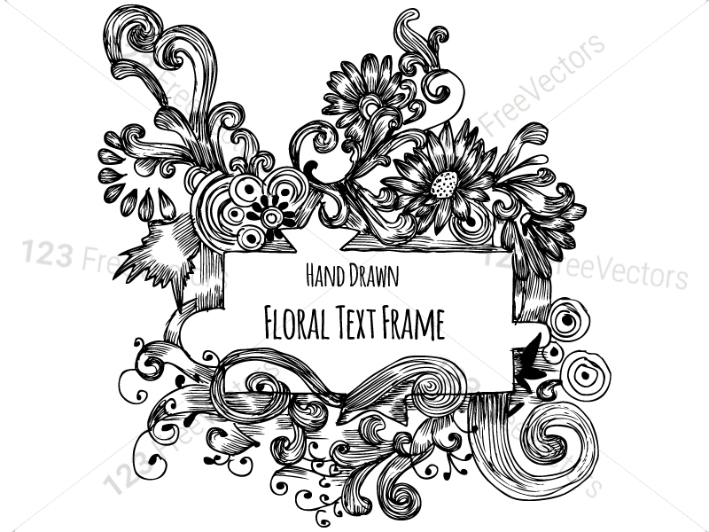 Hand Drawn Floral Text Frame Vector Brush Pack-02