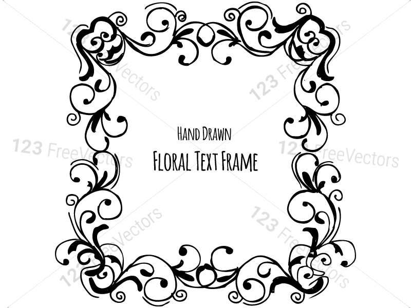 Hand Drawn Floral Text Frame Vector Brush Pack-02