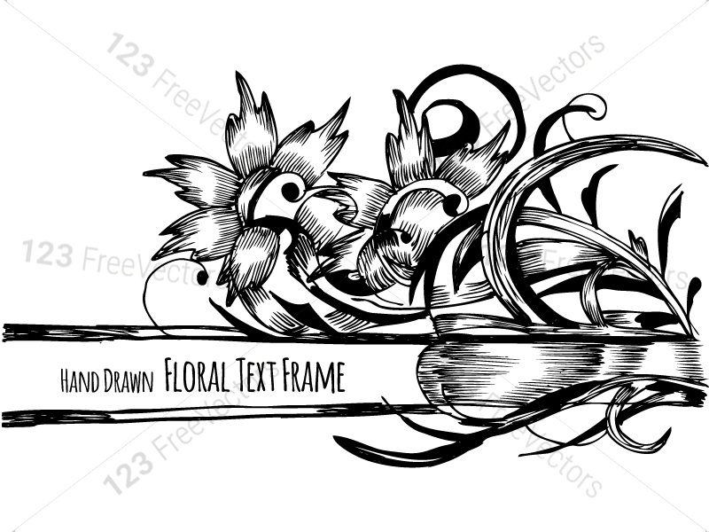 Hand Drawn Floral Text Frame Vector Brush Pack-02