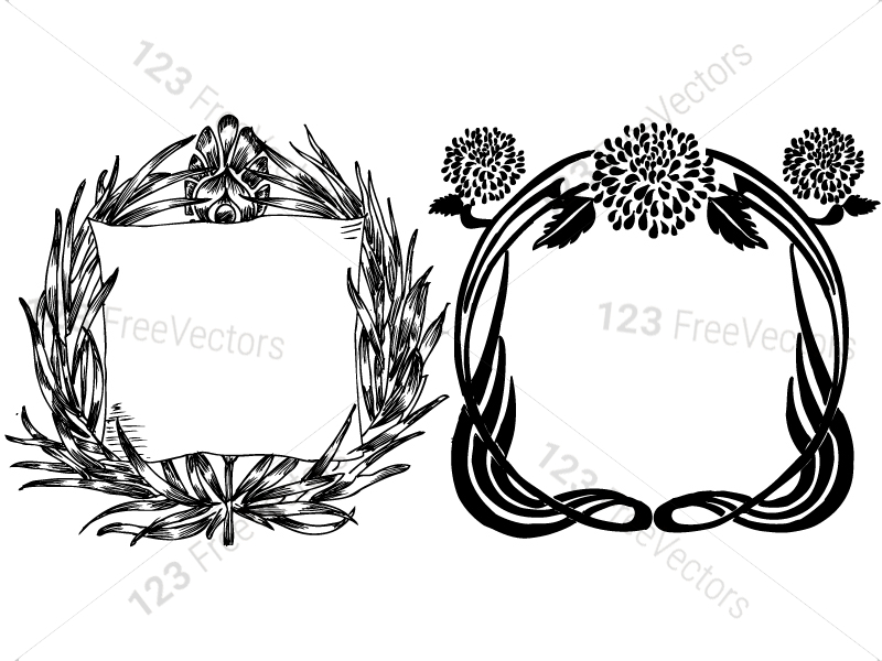Hand Drawn Floral Text Frame Vector Brush Pack-02
