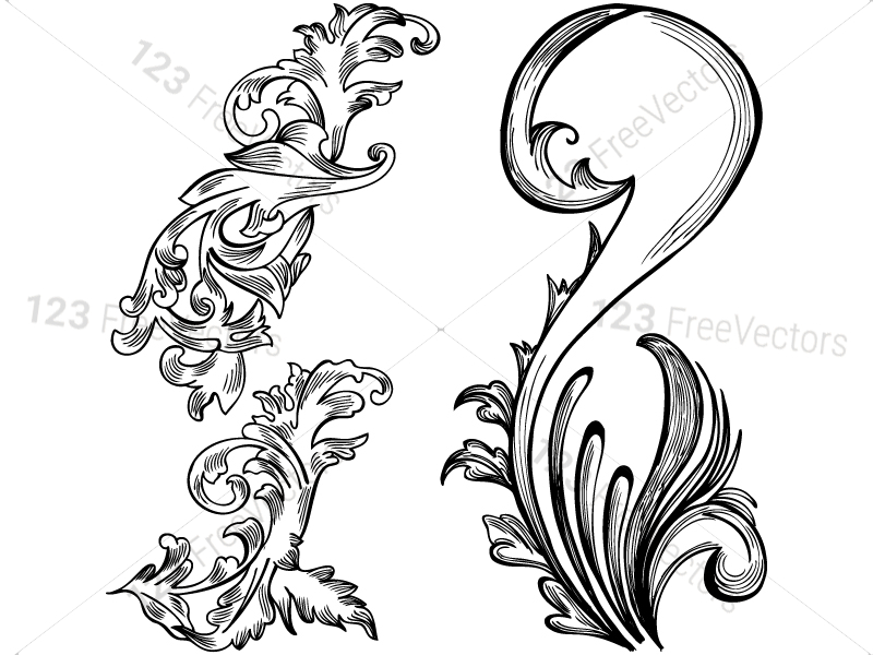 Hand Drawn Decorative Floral Vector Pack-01