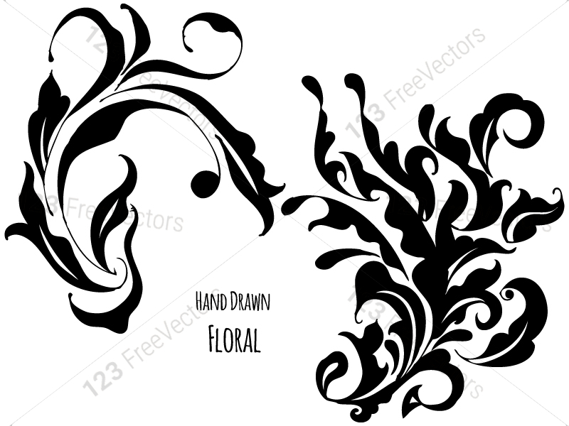 Hand Drawn Decorative Floral Vector and Photoshop Brush Pack-01