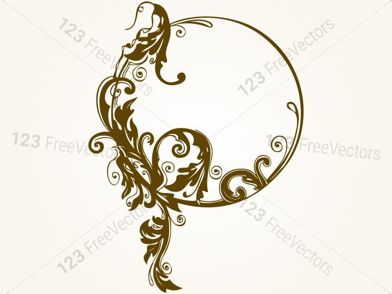 Round Floral Frames Vector and Photoshop Brush Pack-01