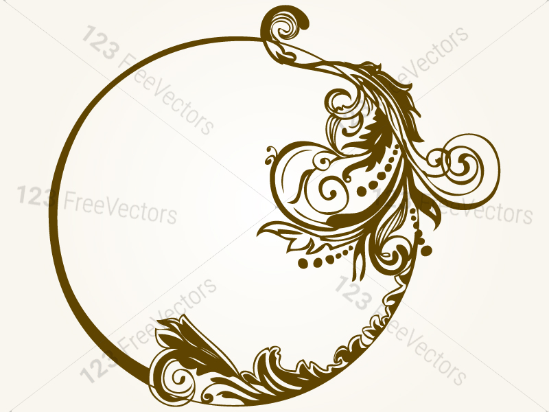 Round Floral Frames Vector and Photoshop Brush Pack-01