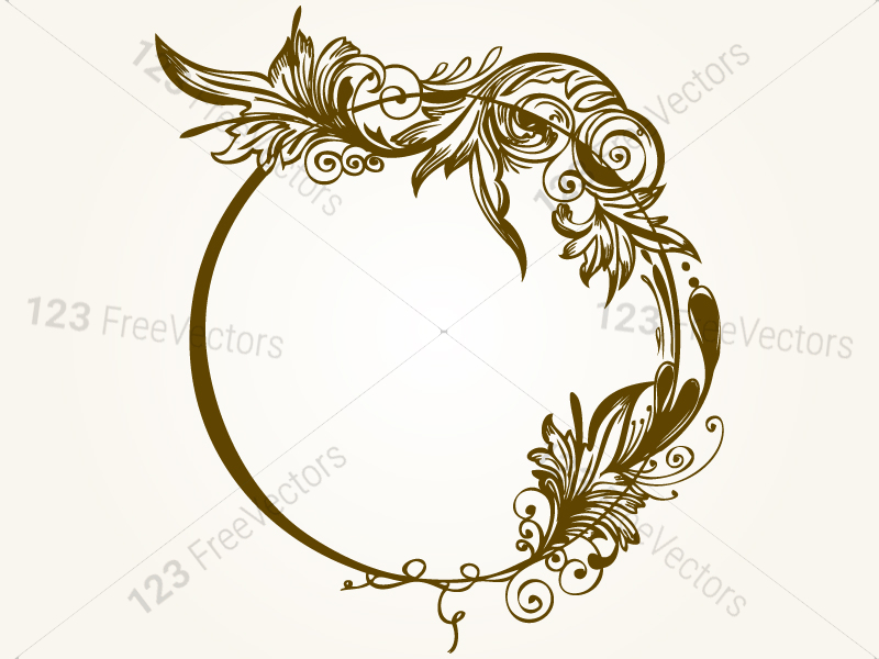 Round Floral Frames Vector and Photoshop Brush Pack-01