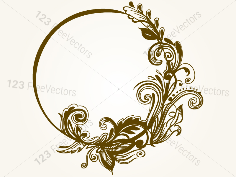 Round Floral Frames Vector and Photoshop Brush Pack-01