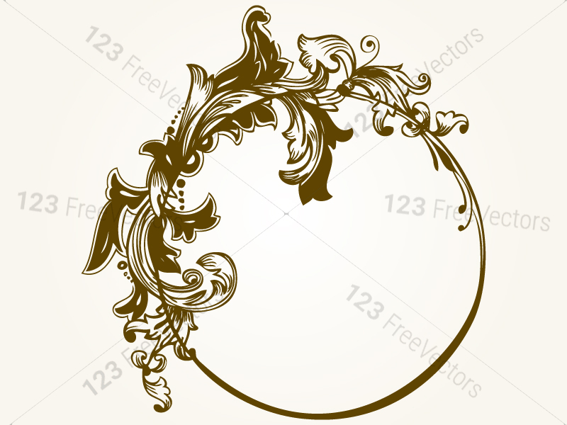 Round Floral Frames Vector and Photoshop Brush Pack-01