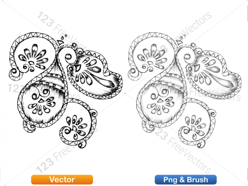 Hand Drawn Sketch Paisley Vector and Photoshop Brush Pack-01