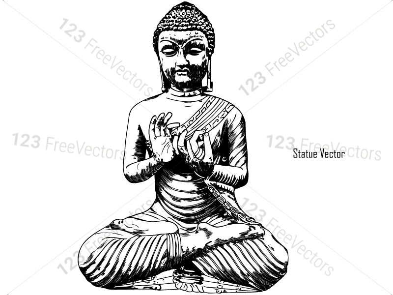 Black and White Religious Statues Vector Illustration