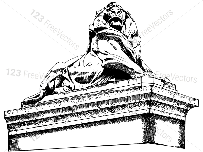 Black and White Religious Statues Vector Illustration