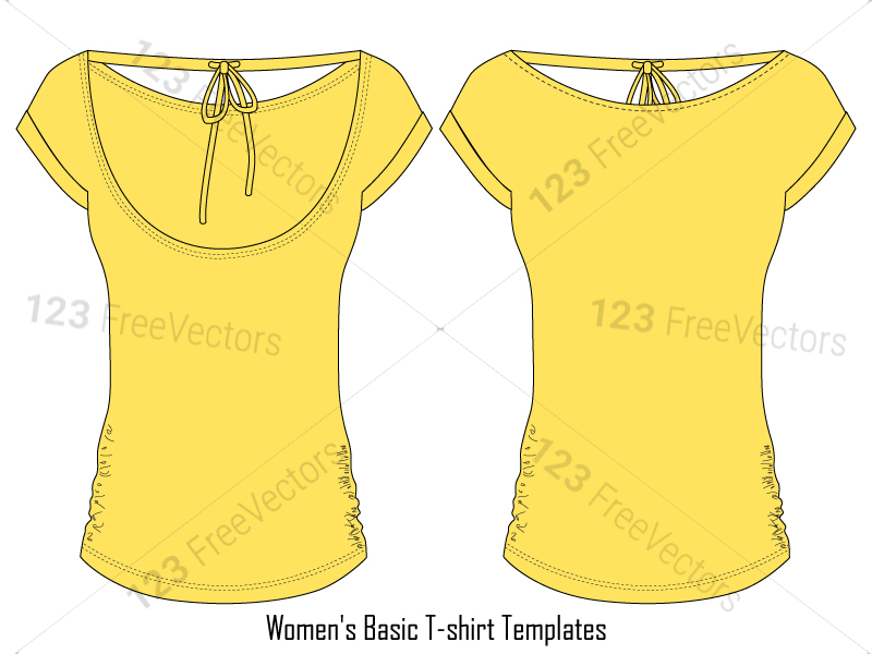 Women’s Basic T-shirt Template Vector and PSD Pack-01