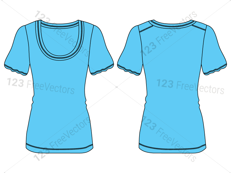 Women’s Basic T-shirt Template Vector and PSD Pack-01