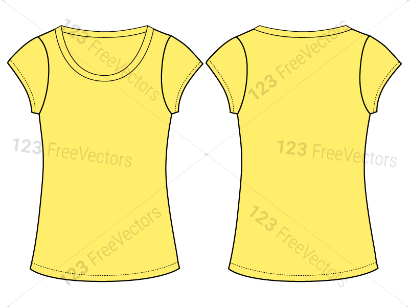 Women’s Basic T-shirt Template Vector and PSD Pack-01