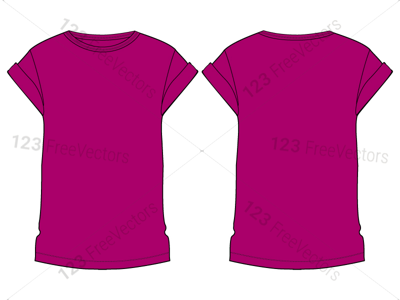 Women’s Basic T-shirt Template Vector and PSD Pack-01