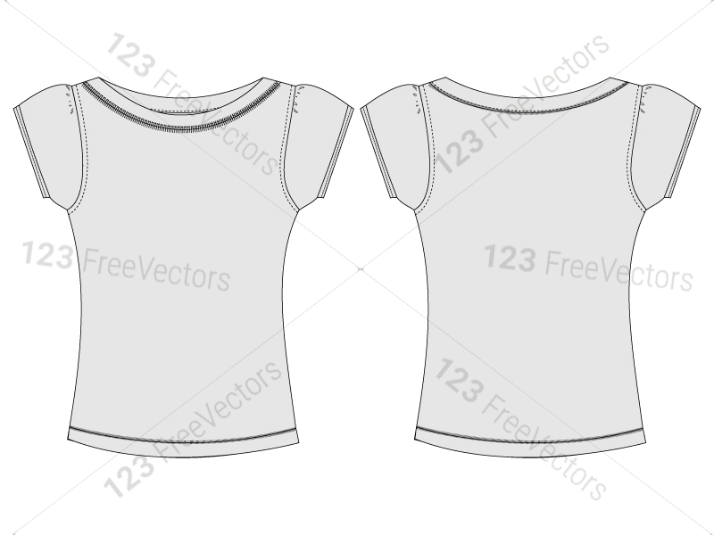 Women’s Basic T-shirt Template Vector and PSD Pack-01