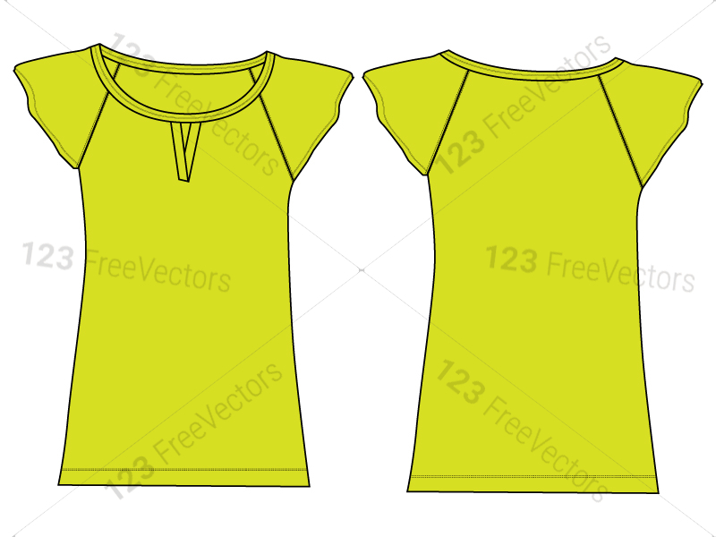 Women’s Basic T-shirt Template Vector and PSD Pack-01
