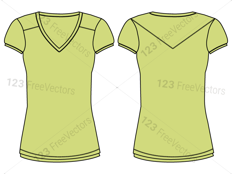Women’s Basic T-shirt Template Vector and PSD Pack-02
