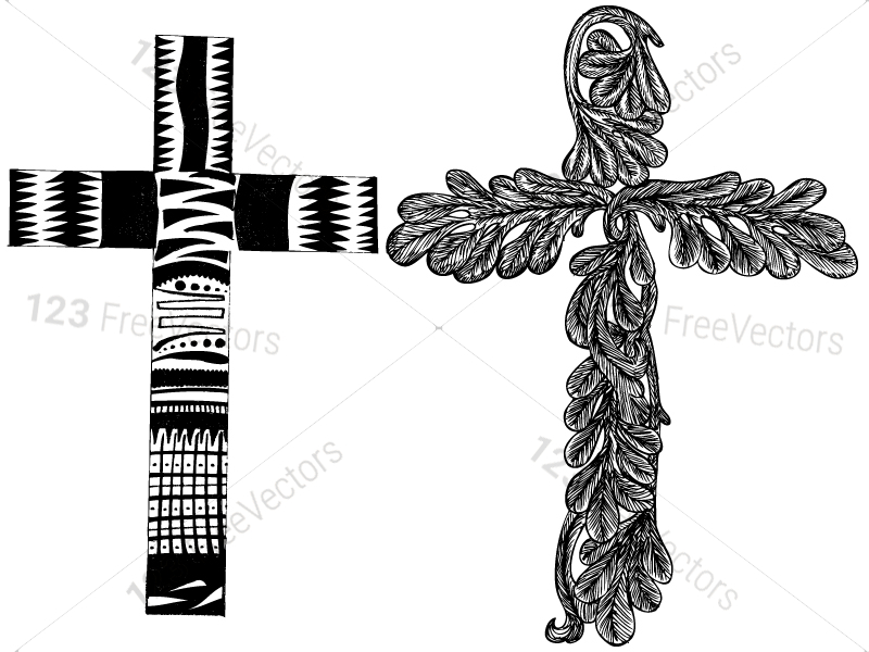 Hand Drawn Cross Vector and Photoshop Brush Pack-01