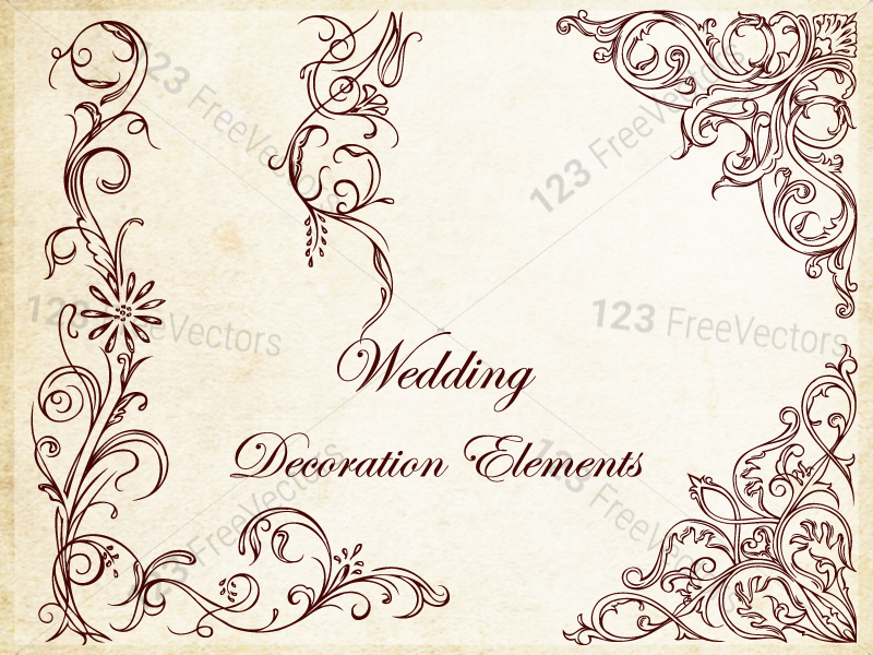 Ornamental Wedding Decoration Elements Vector Brush Pack-01