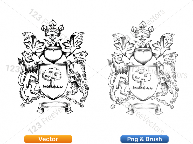 Intricate Black and White Heraldry Illustrations