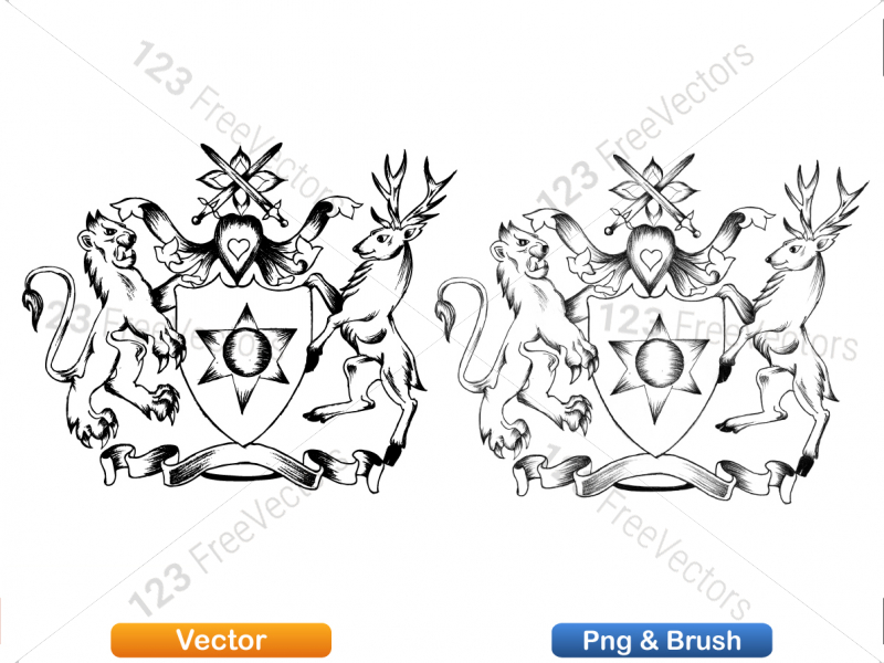 Intricate Black and White Heraldry Illustrations