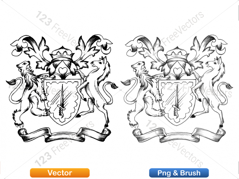 Hand Drawn Sketchy Heraldic Coat Of Arms Vector And Brush Pack 01