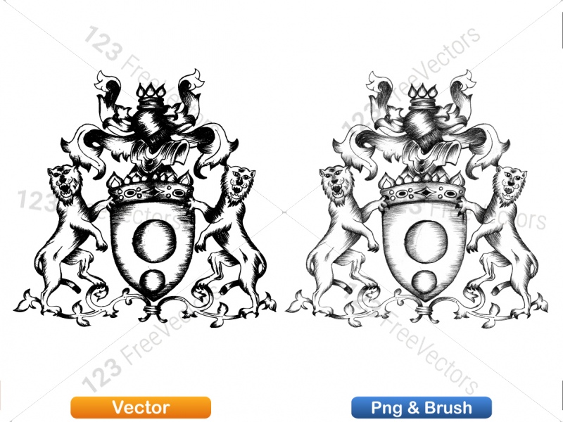 Hand Drawn Sketchy Heraldic Coat of Arms Vector and Brush Pack-02