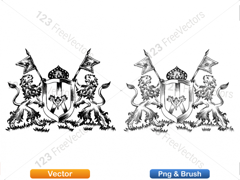Detailed Black and White Heraldic Crests