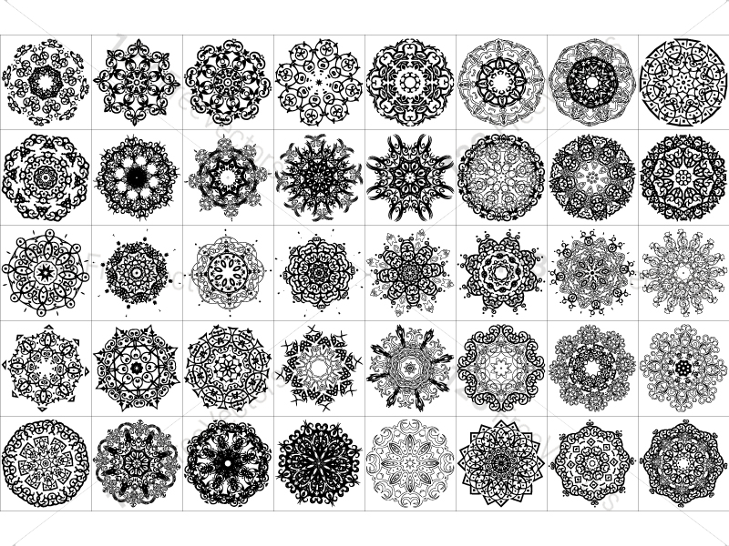 Black and White Circular Ornament Designs