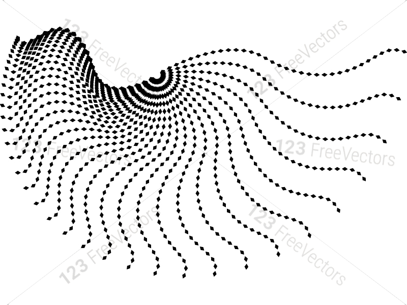 Diamond Halftone Wave Line Design Vector and Photoshop Brush Pack