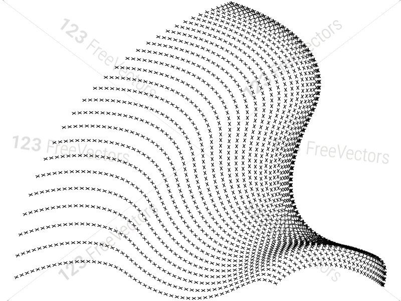 Abstract X Shape Design with Wave Pattern